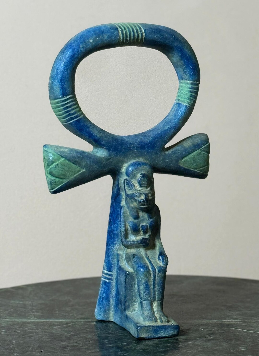 Egyptian Goddess Sekhmet Statue Ankh key of Life Egypt Antique Handmade ...