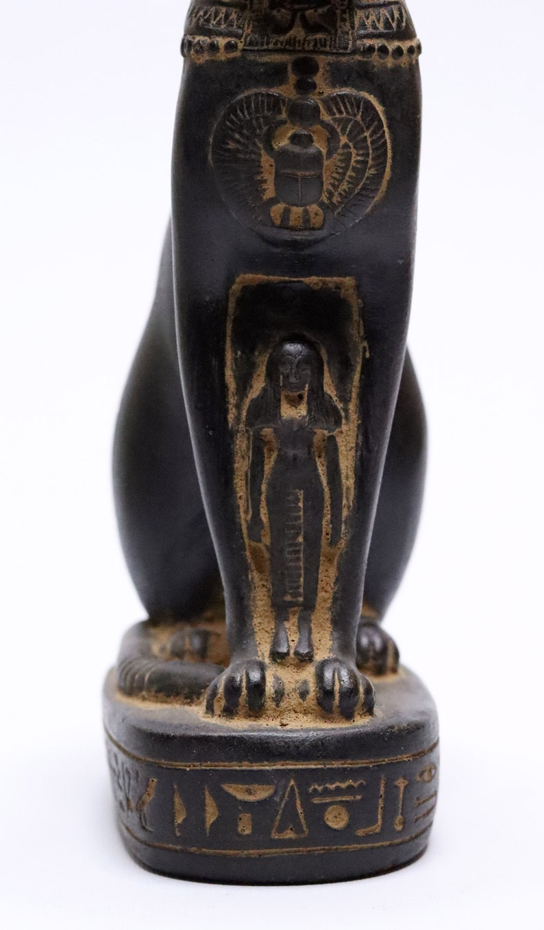 Handmade Bastet Goddess Statue – Egyptian Cat Sculpture – Basalt Stone ...