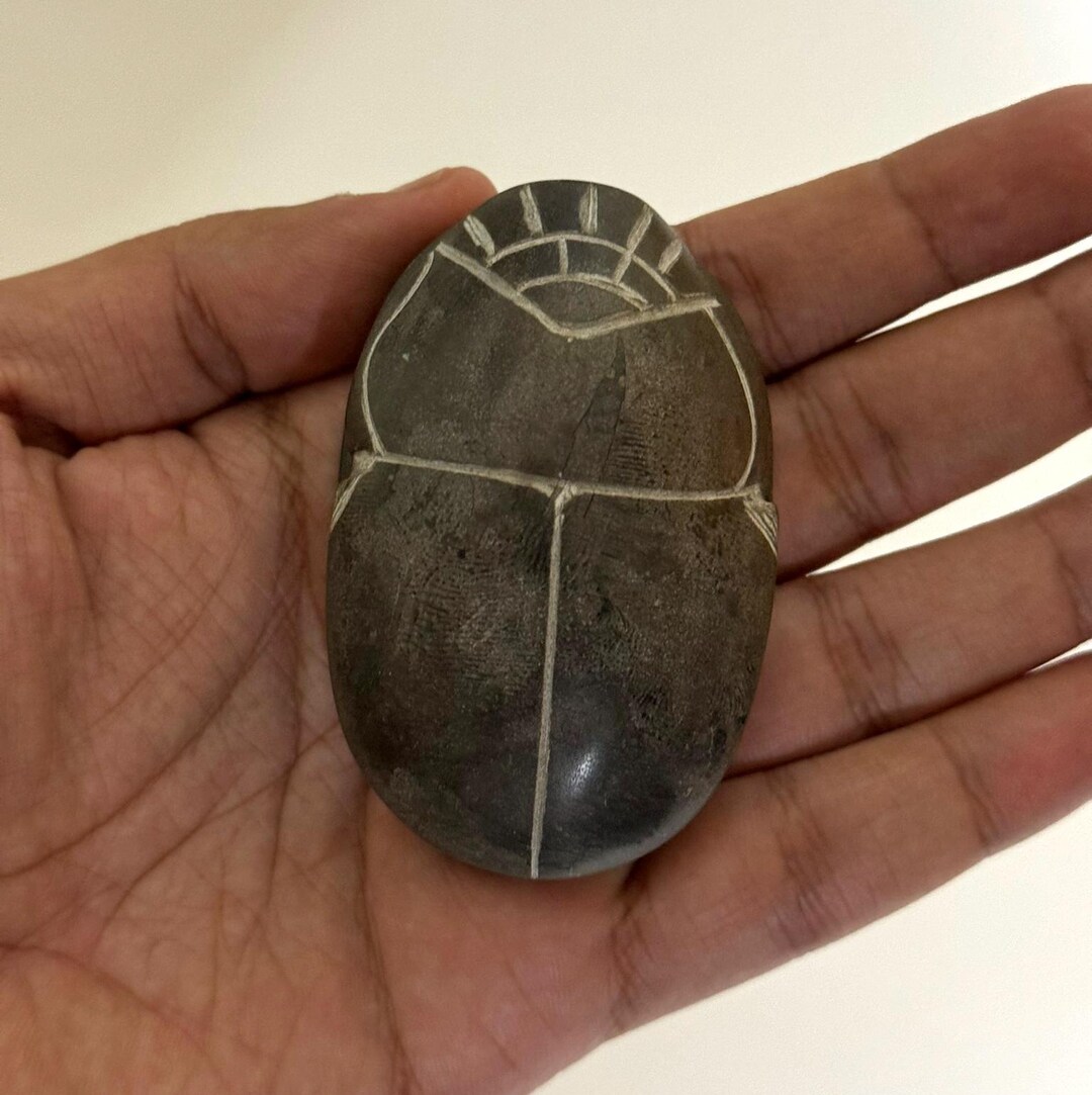 Unique Egyptian Scarab Statue Sculpture Basalt Stone Hieroglyphic ...