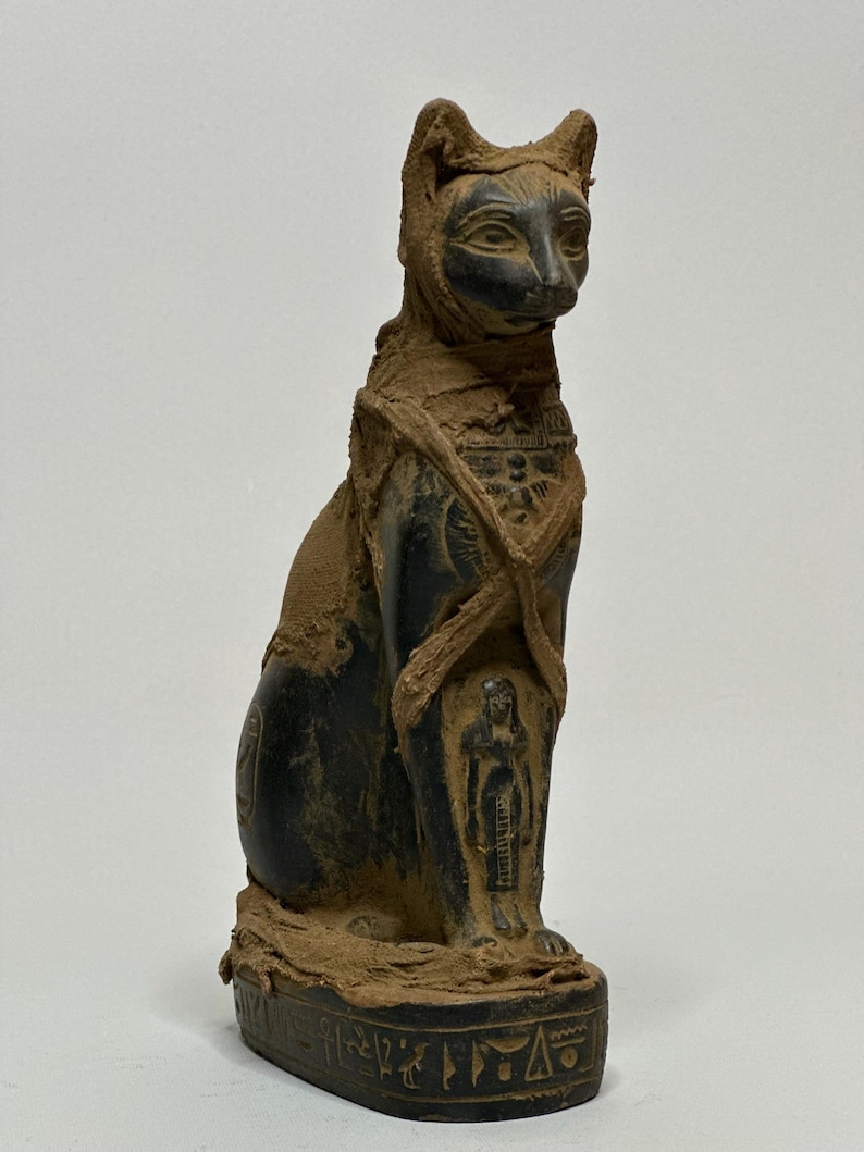 Ancient Egypt Bastet Cat Mummy Egyptian Sculpture Stone Antique Decor ...
