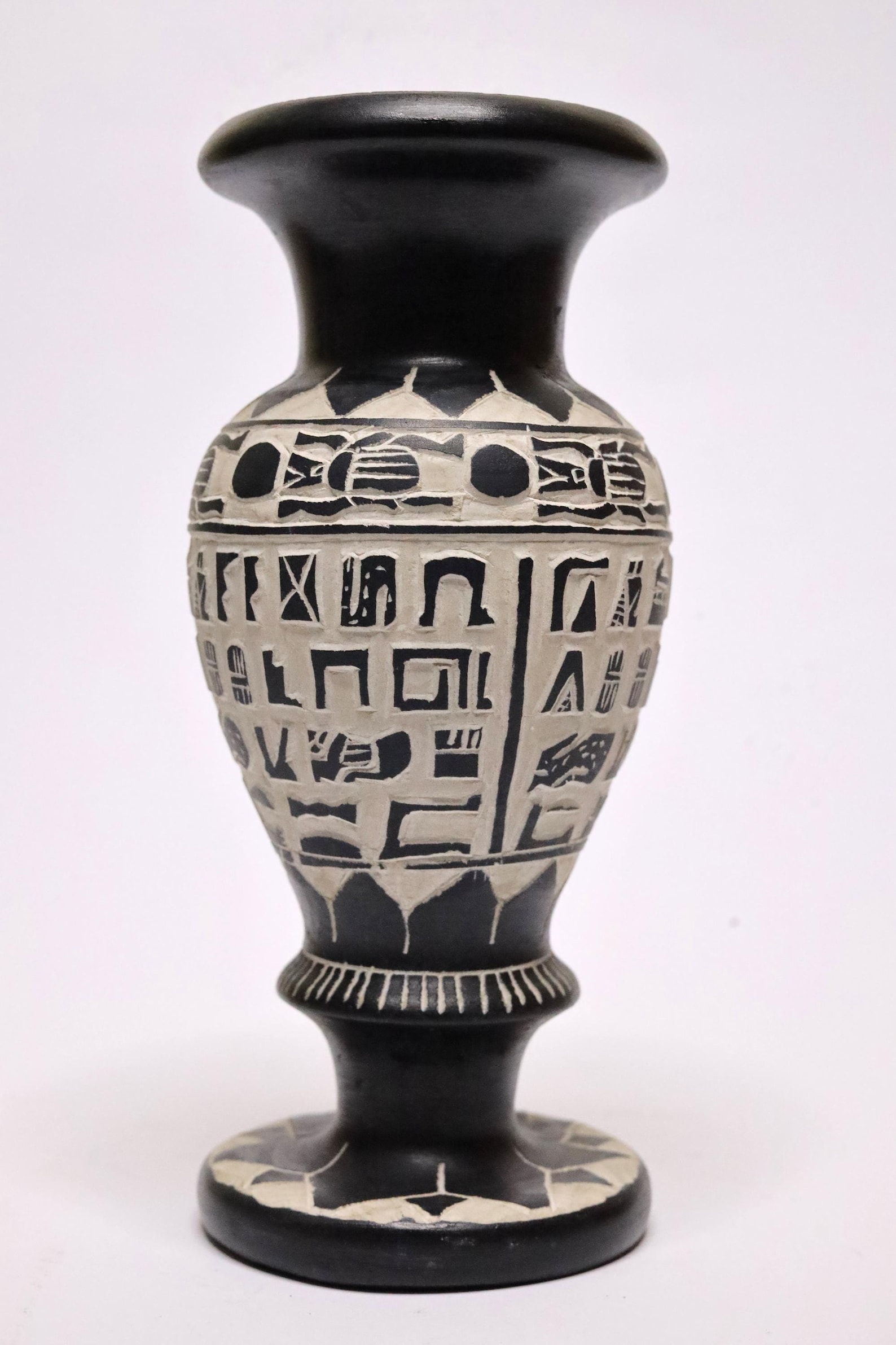Egyptian Vase Pharaonic Sculpture Basalt Stone Egypt Hieroglyphic ...