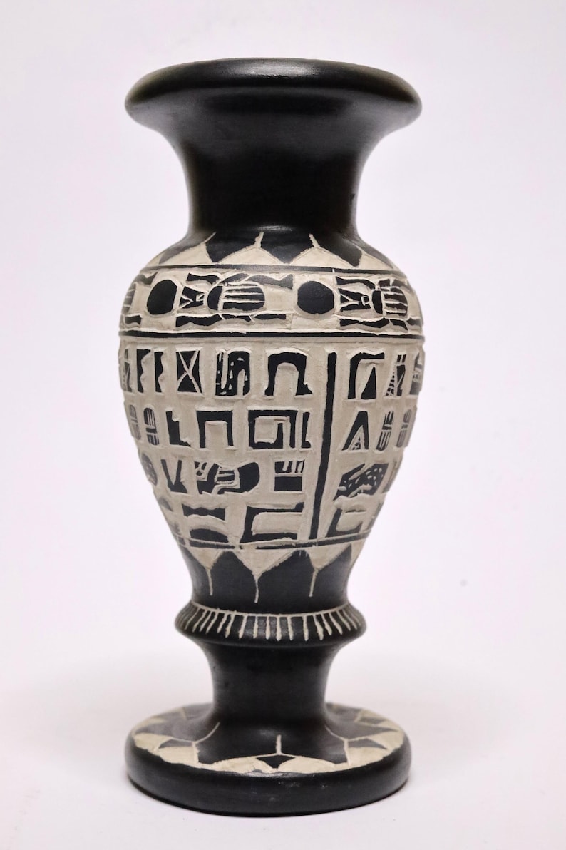 Egyptian Vase Pharaonic Sculpture Basalt Stone Egypt Hieroglyphic ...