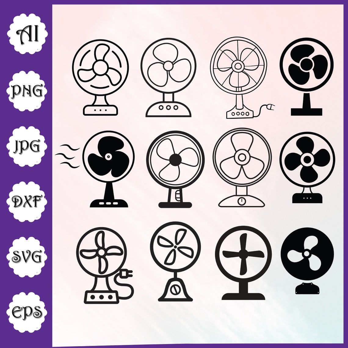 Table Fan SVG Bundle Fan SVG Fan Clipart Desktop Desk Table Fan Table ...