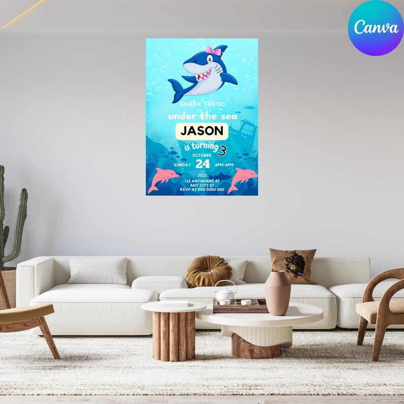 Dolphin Party Invite / Dolphin Birthday Party Invitation / Ocean Theme ...
