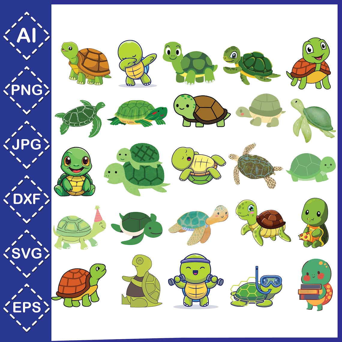 Turtle Svg Bundle \ Turtle Clipart \ Cute Sea Turtle \ Baby Turtle ...