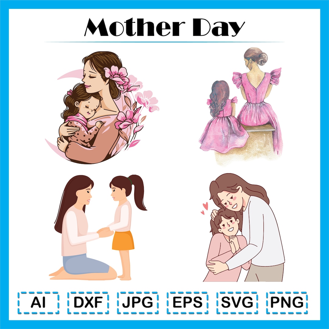 Mother and Daughter Clipart - Mother's Day Clipart - Mother Watercolor ...