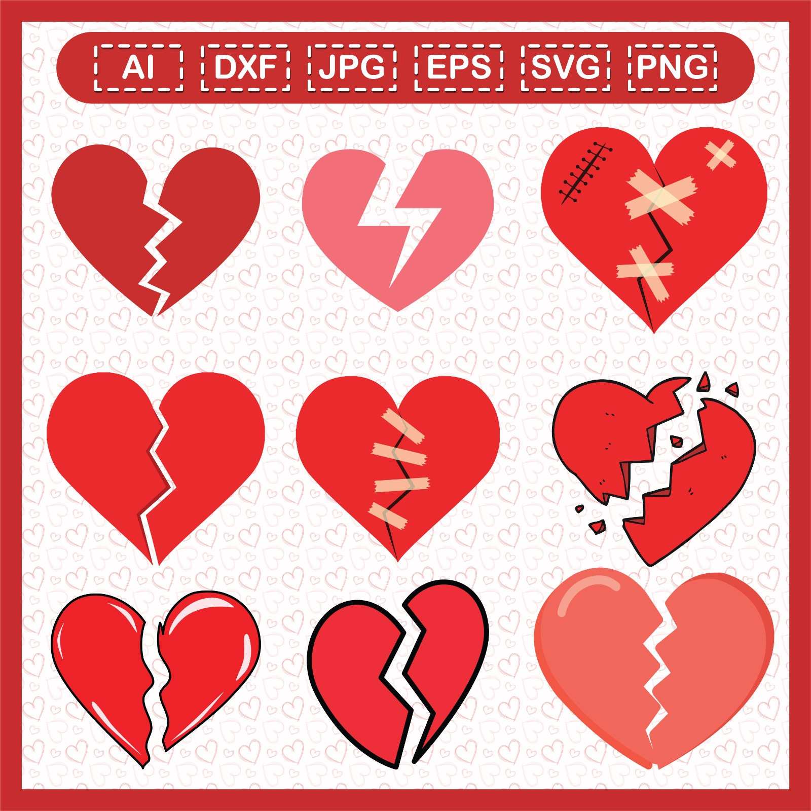 Broken Heart Svg - Broken Heart Clipart - Red Heart Svg - Two Piece ...