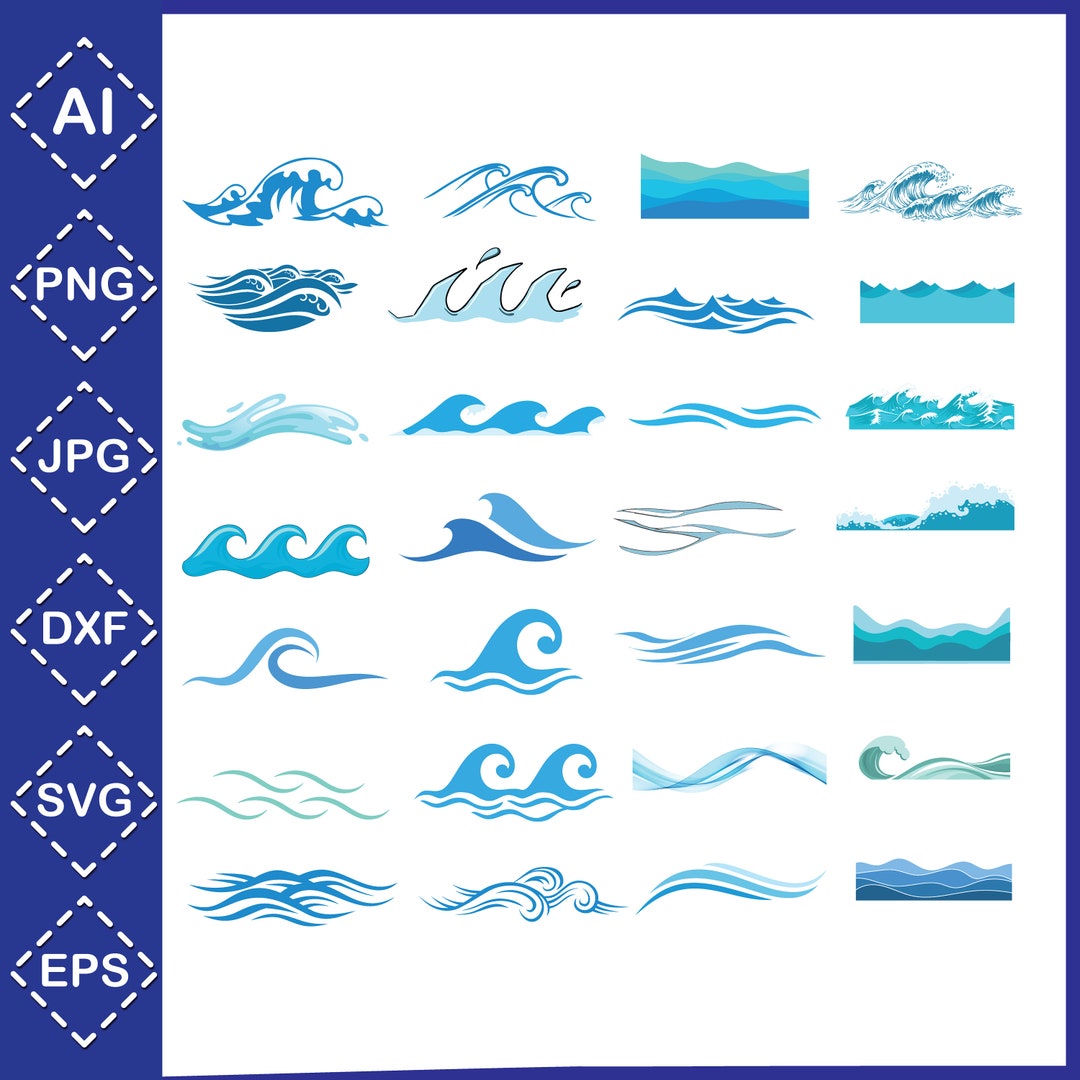 Wave Bundle Svg \ Wave Cut File \ Water Cut File \ Sea Wave \ Ocean ...
