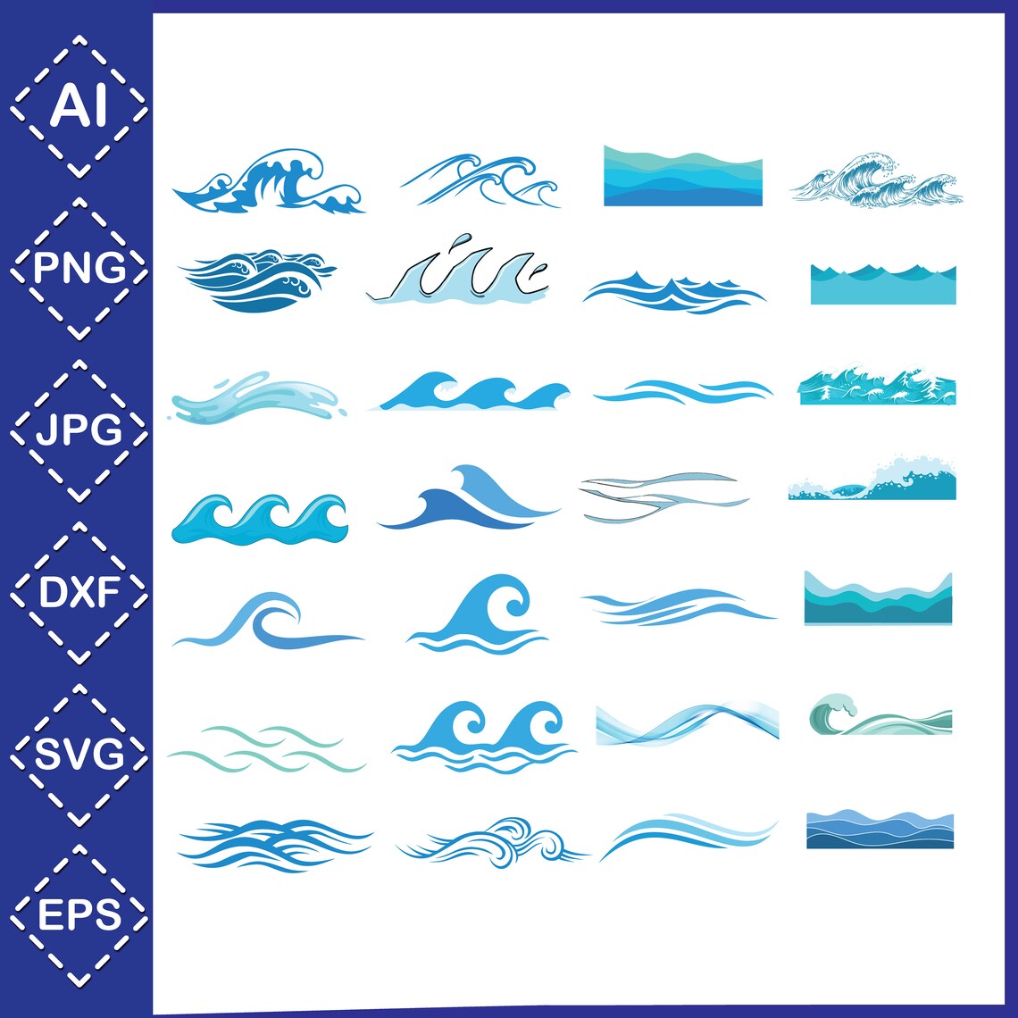 Wave Bundle Svg \ Wave Cut File \ Water Cut File \ Sea Wave \ Ocean ...