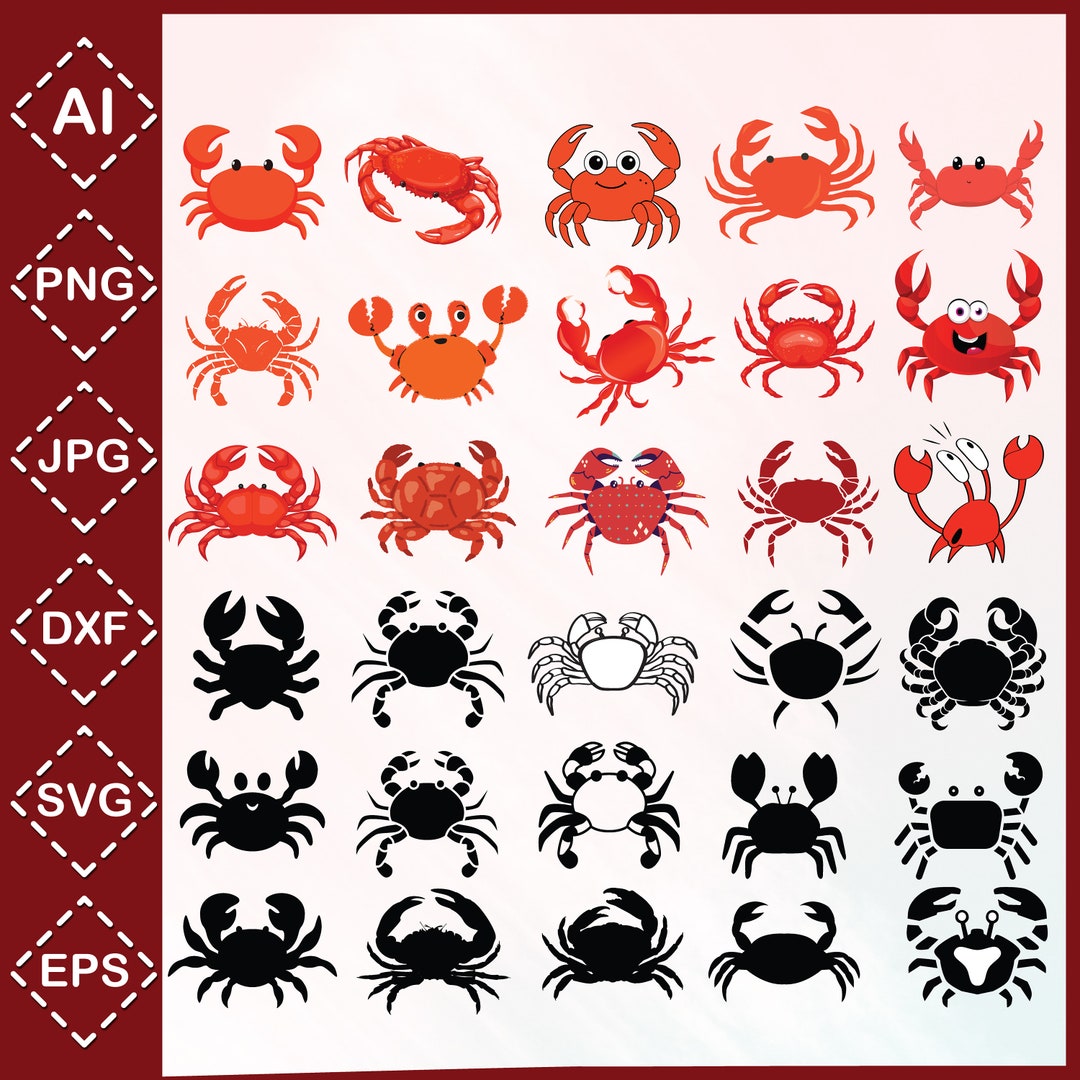 Crab SVG Bundle \ Crab Silhouette \ Crab Cricut File \ Cute Crab Svg ...