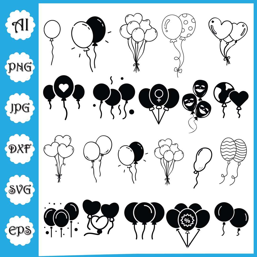 Balloon Bundle Svg \ Ballons Svg \ Birthday Balloon Svg \ Balloon Cut ...