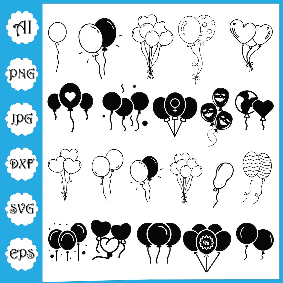 Balloon Bundle Svg \ Ballons Svg \ Birthday Balloon Svg \ Balloon Cut ...