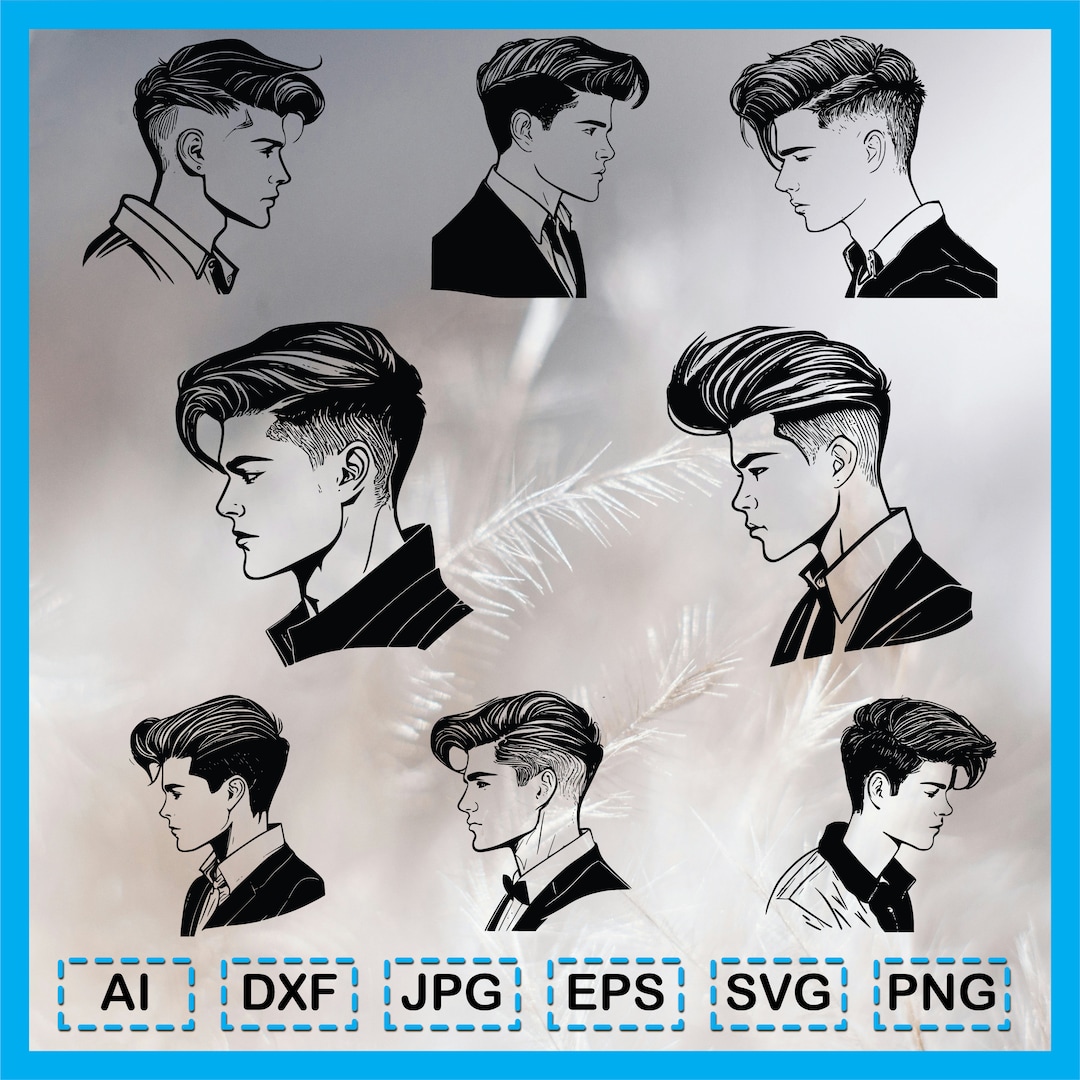 Man Hair Style Svg - Male Hairstyle SVG - Gentleman Haircut - Hairstyle ...
