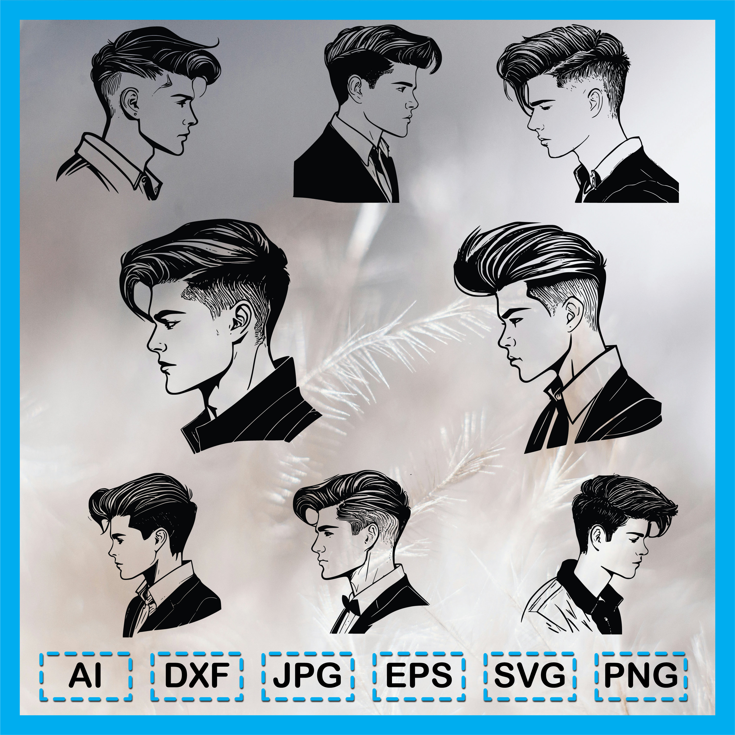 Man Hair Style Svg - Male Hairstyle SVG - Gentleman Haircut - Hairstyle ...