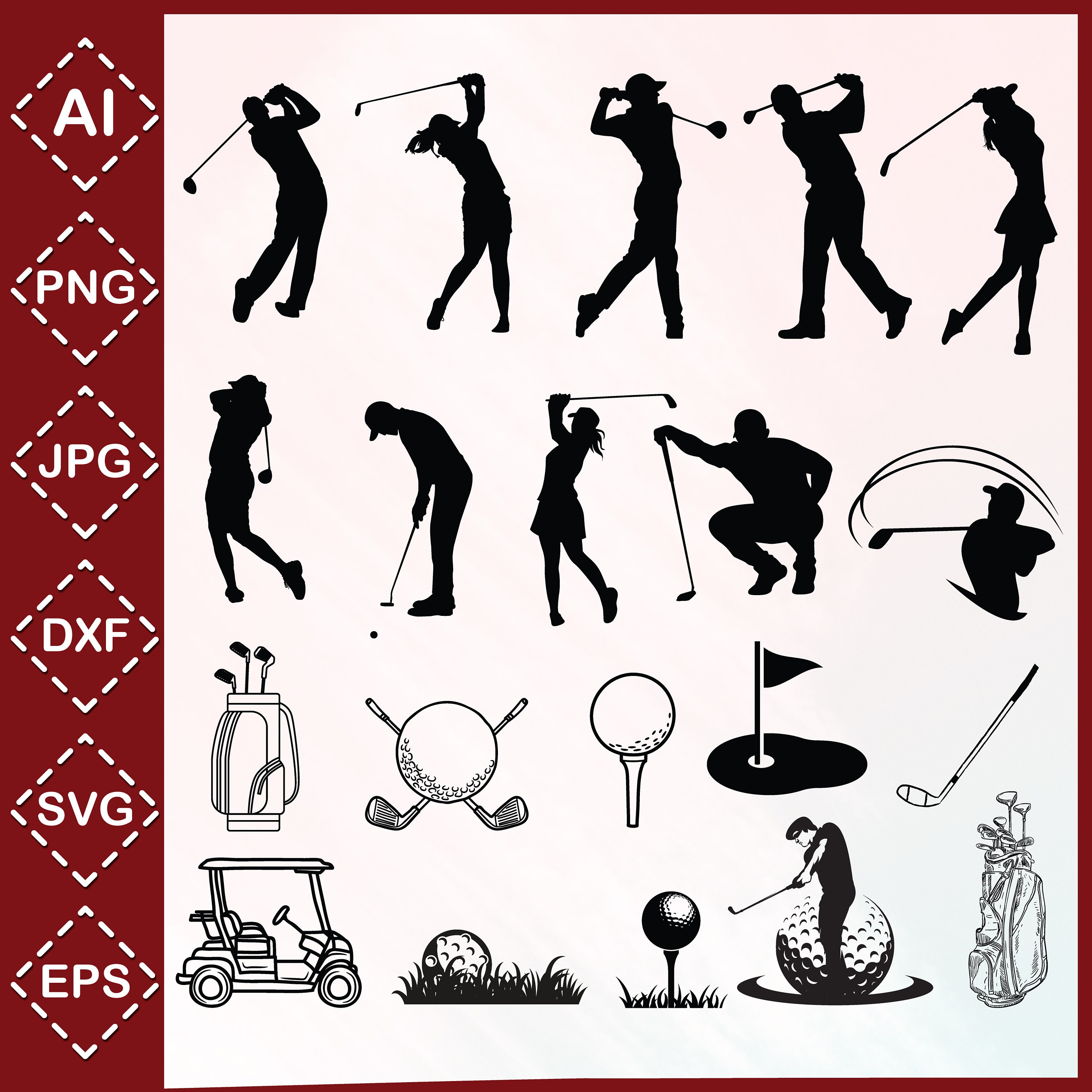 Golfing Bundle SVG Golf Cut File Golf Ball Svg Golfer Svg Golf Player ...