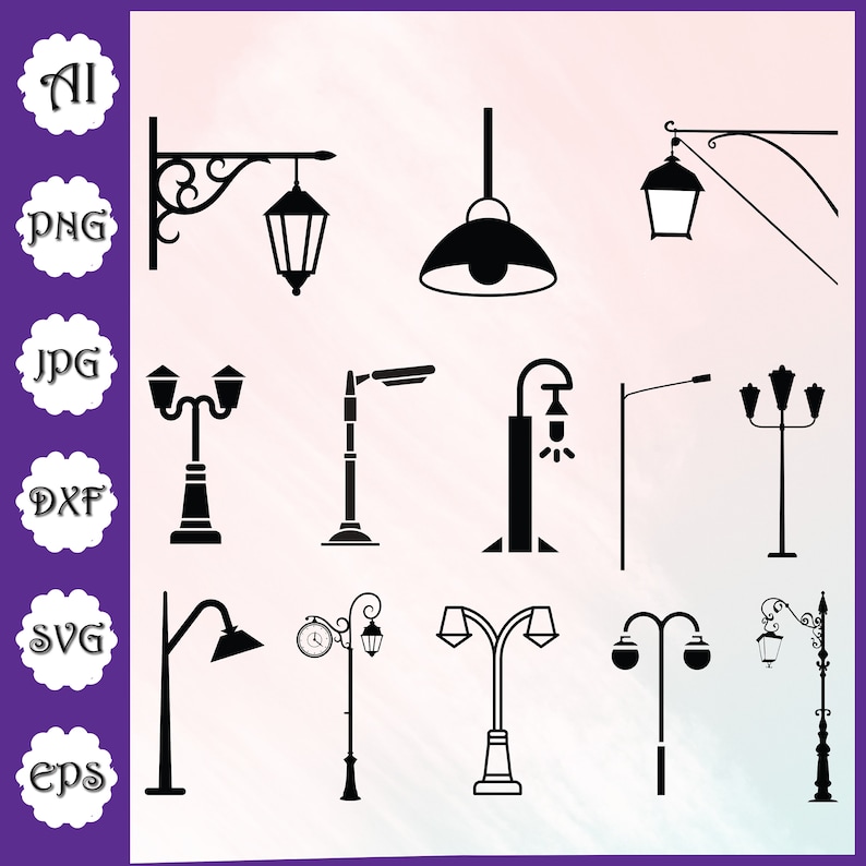 Street Light SVG Bundle \ Lights SVG \ Light Cut Files \ Porch Lights ...