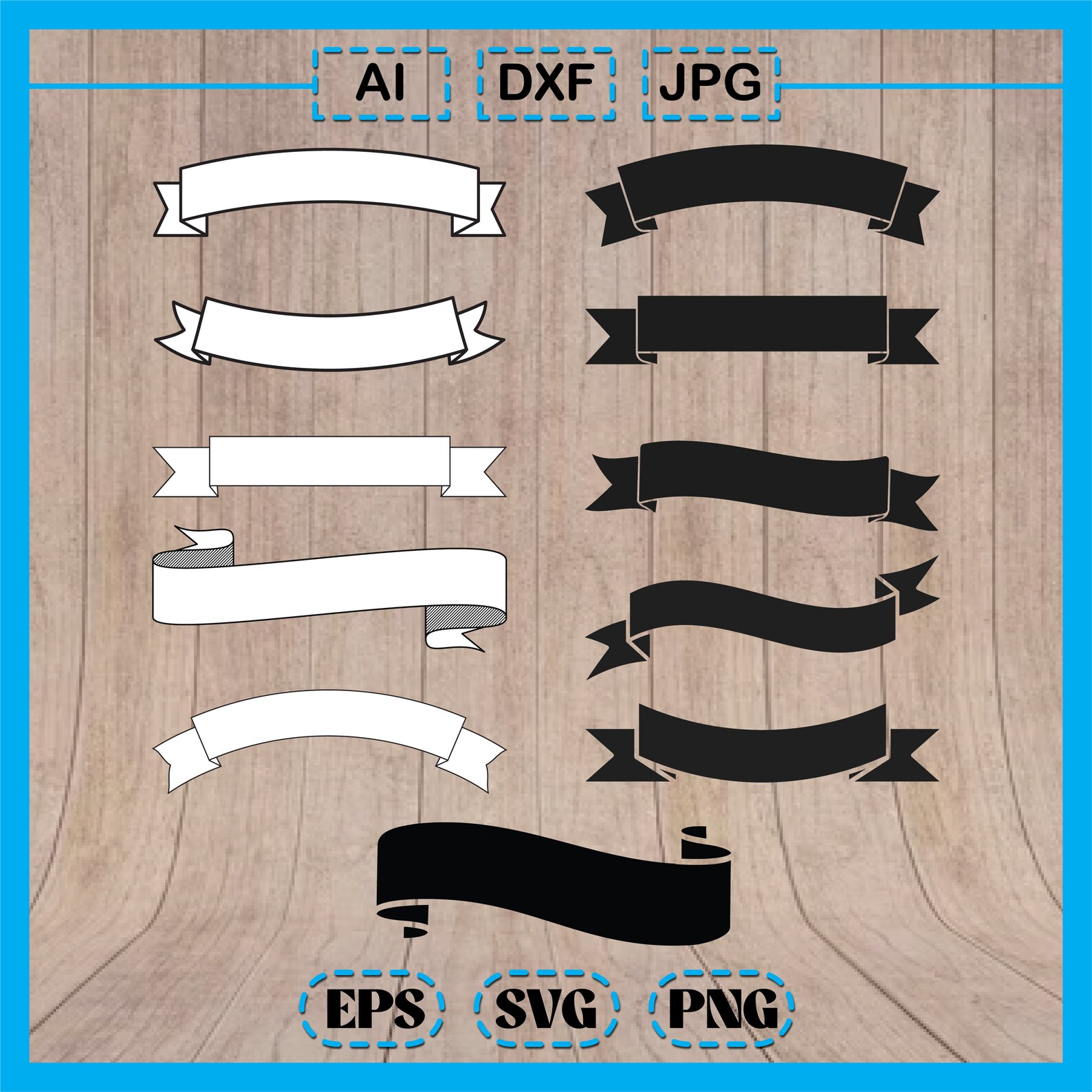 Banner Svg Bundle - Birthday Banner Svg - Banner Clipart - Ribbon Banner Svg - Banner Outline ...