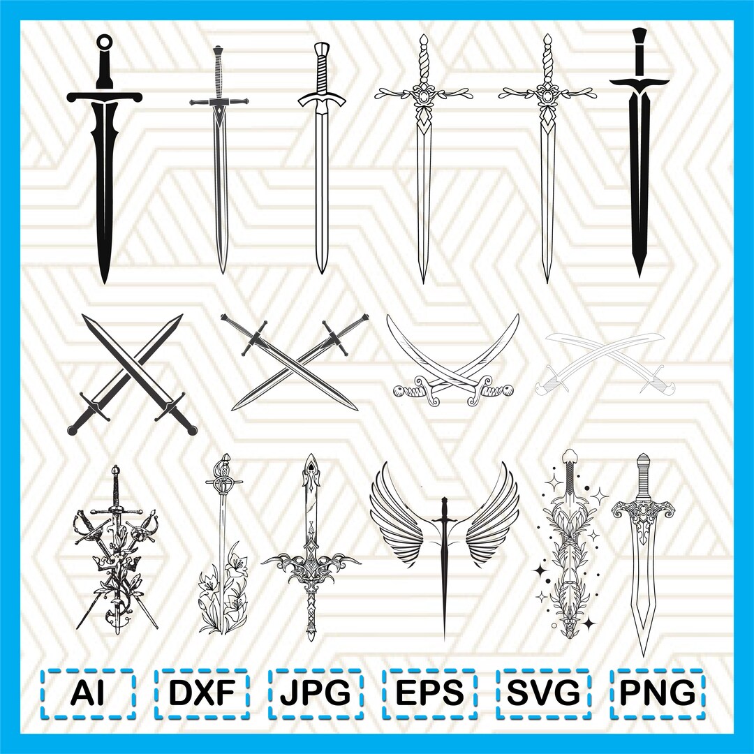 Swords Bundle Svg \ Swords Cut Files \ Swords Clipart \ Swords Svg ...