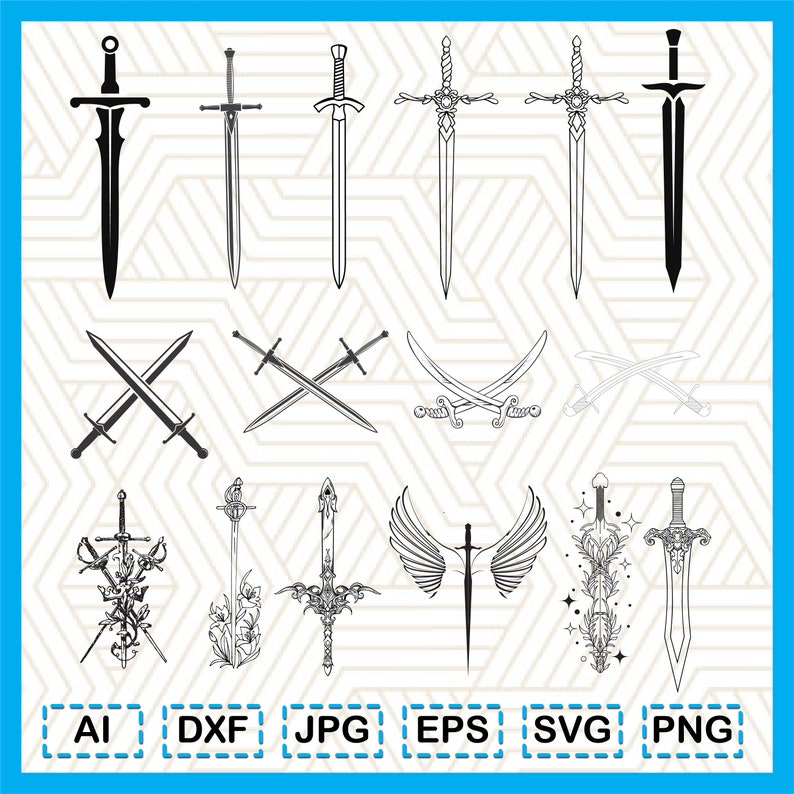 Swords Bundle Svg \ Swords Cut Files \ Swords Clipart \ Swords Svg ...