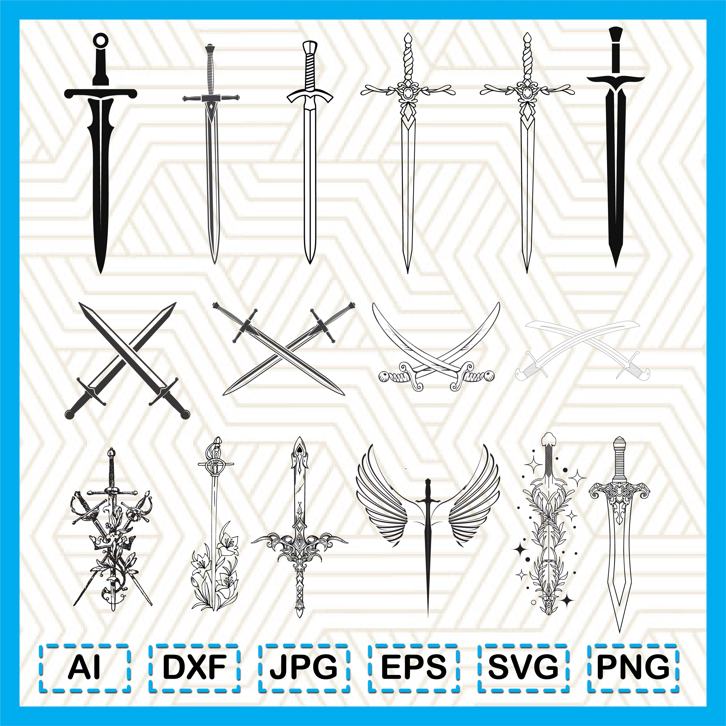 Swords Bundle Svg \ Swords Cut Files \ Swords Clipart \ Swords Svg ...