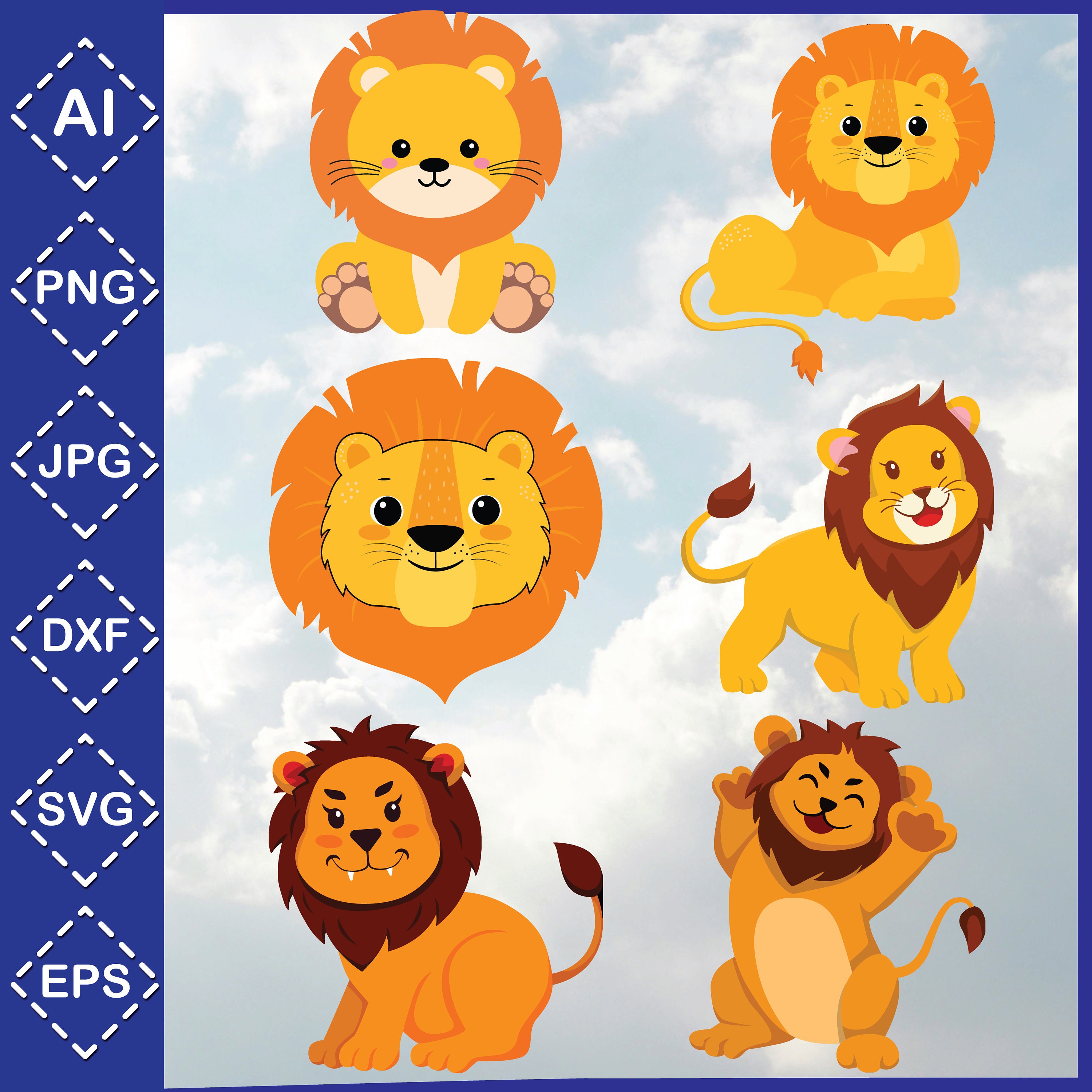 Baby Lion Clipart \ Baby Lion Svg \ Cute Lions \ Cute Baby Lion Png ...