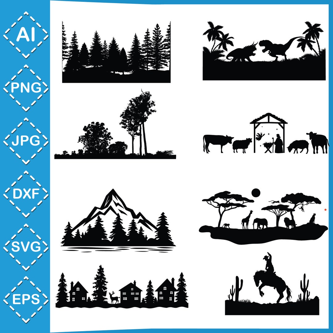 Forest Scene SVG \ Mountain Forest Svg \ Forest Landscape Svg \forest ...