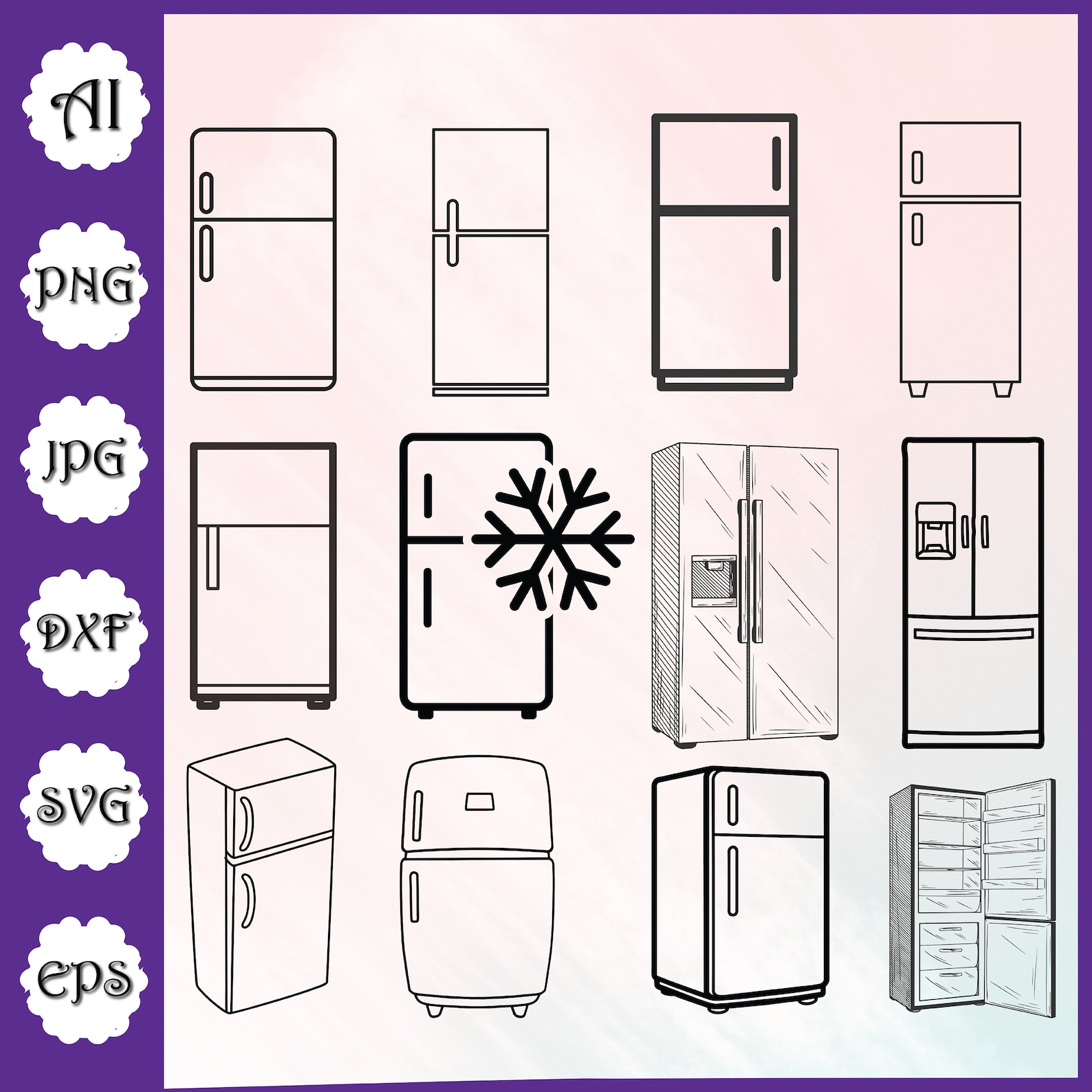 Fridge Svg Bundle \ Fridge Svg \ Fridge Clipart \ Fridge Cut Files ...