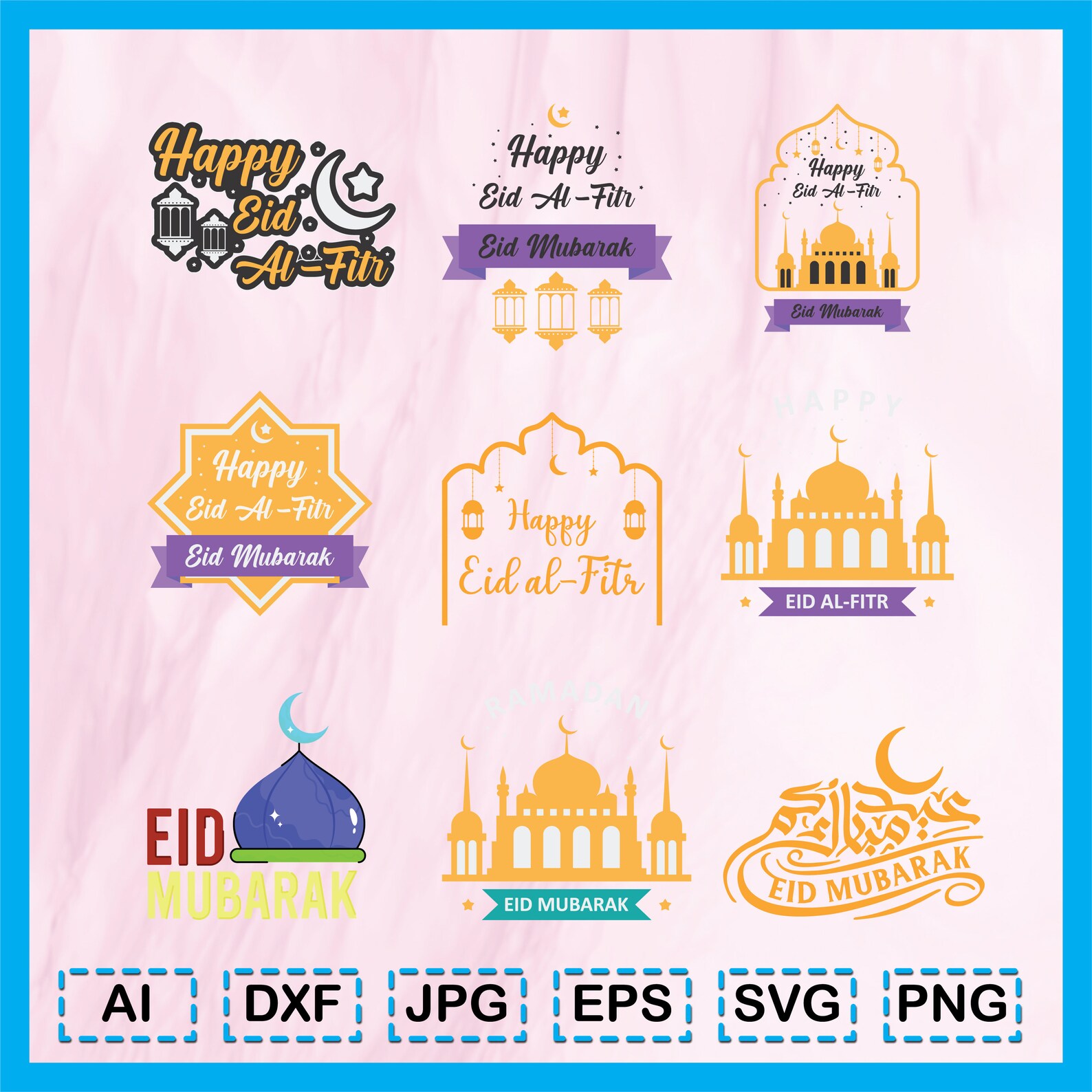 Eid Svg Bundle/happy Eid Day Svg\islamic SVG Bundle/eid Vector Bundle ...