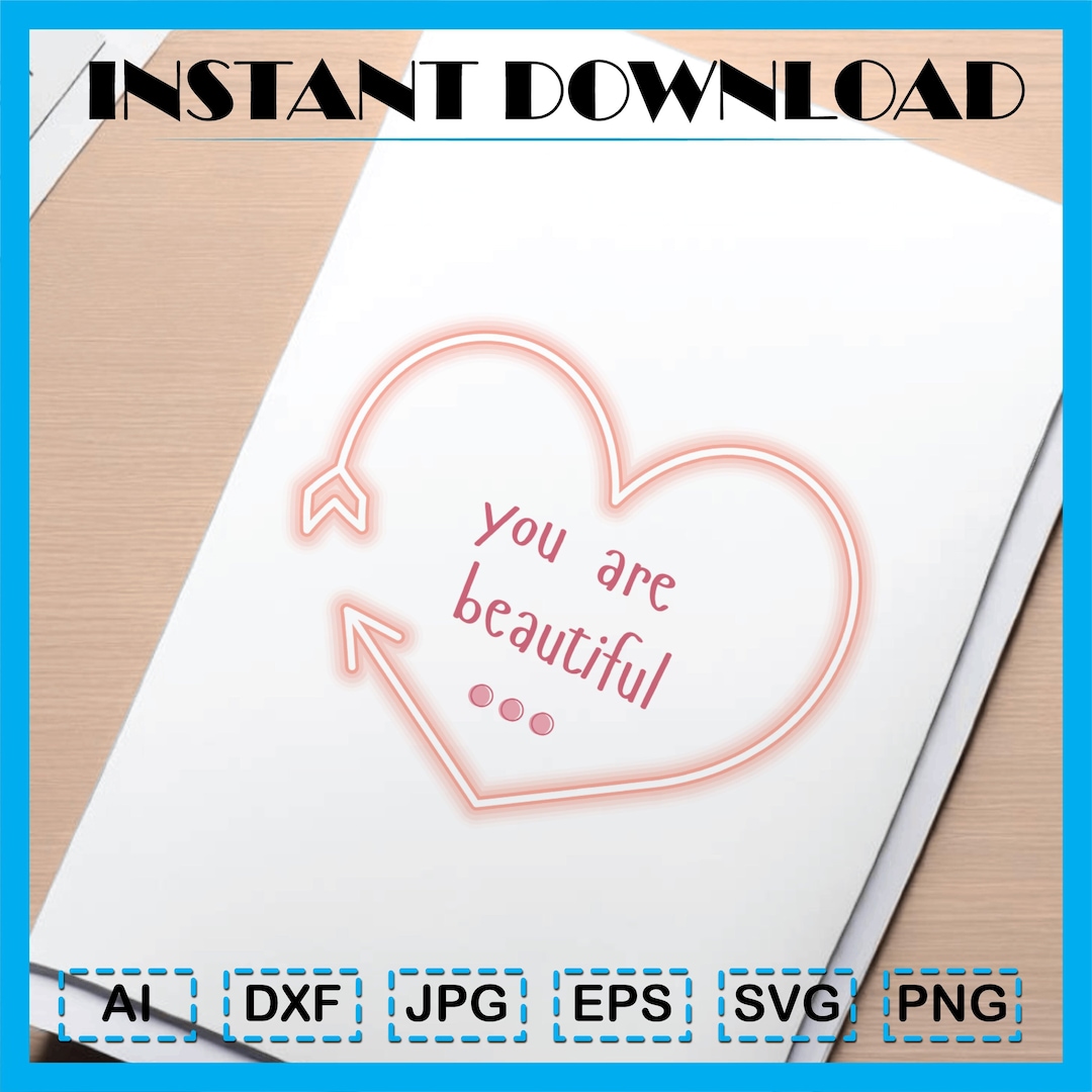 You Are Beautiful SVG - Heart Border Svg - Open Heart - Self Love SVG ...