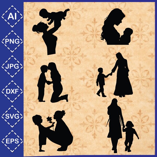 Mother and Child Svg - Etsy