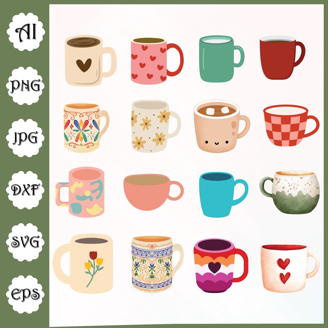 Mug SVG Bundle \ Coffee Mug Svg \ Mug Clipart \ Mug Cut Files \ Mugs ...