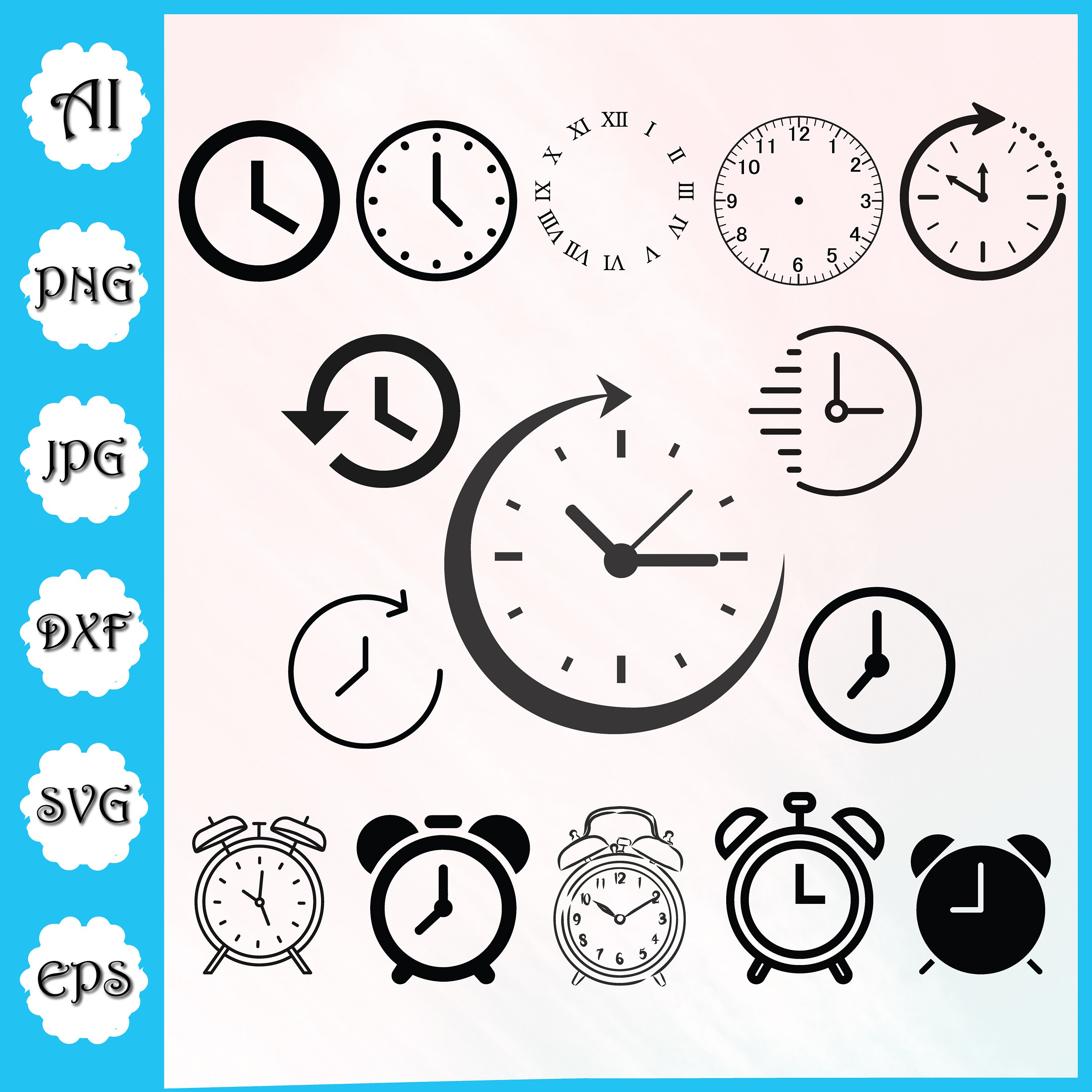 Clock Bundle Svg \ Clock Cut Files \ Clock Face Svg \ Clock Face ...