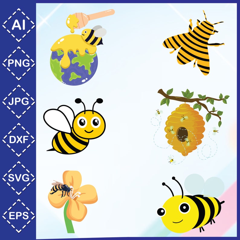 Bee Svg Bundle\ Bee Cut Files\ Honey Bee Svg\ Bumble Bee Svg\ Cute Bee ...