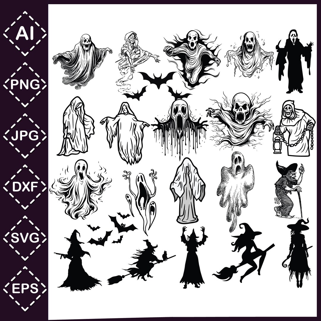 Ghost Svg Bundle \ Ghost Cut Files \ Spooky Ghosts Svg \ Ghosts Clipart ...