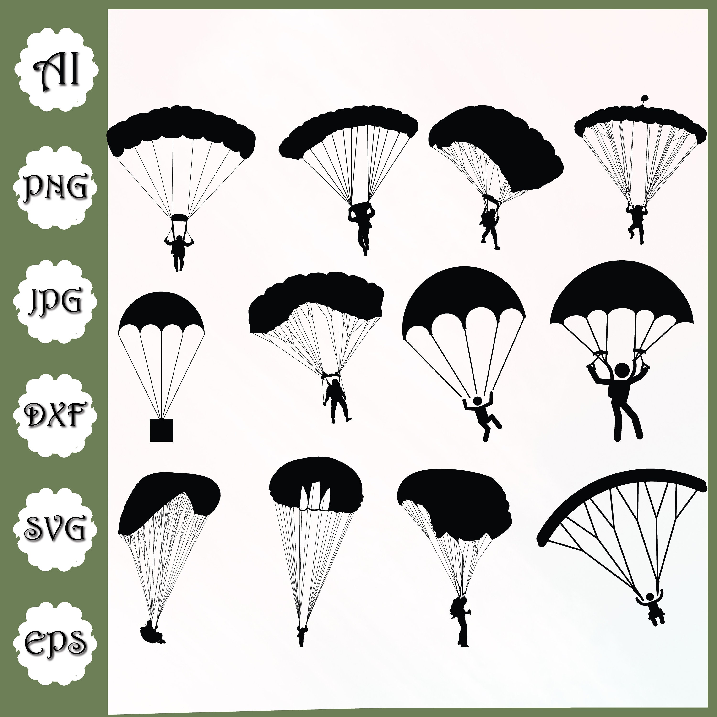 Parachute Svg Bundle \ Parachute SVG \ Skydivers SVG \ Jumping Svg ...