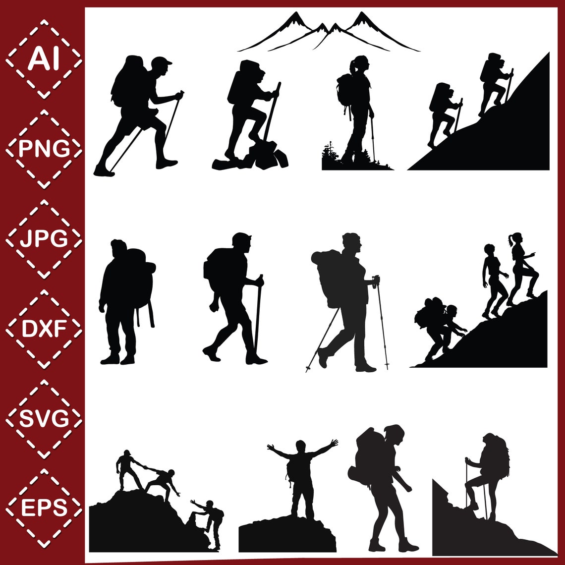 Hiking SVG Bundle \ Adventure Svg \ Hike Svg \ Hike Cut File \ Hiker ...