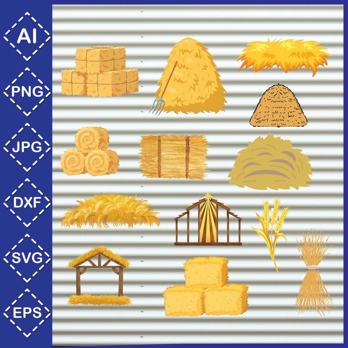 Hay SVG \ Hay SVG Bundle \ Round Bales Svg \ Hay Clipart \ Haystack Svg ...