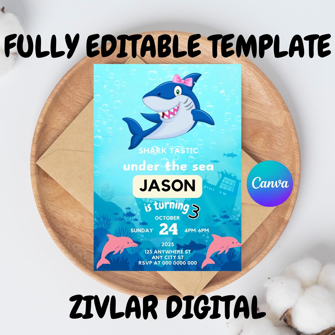 Dolphin Party Invite / Dolphin Birthday Party Invitation / Ocean Theme ...