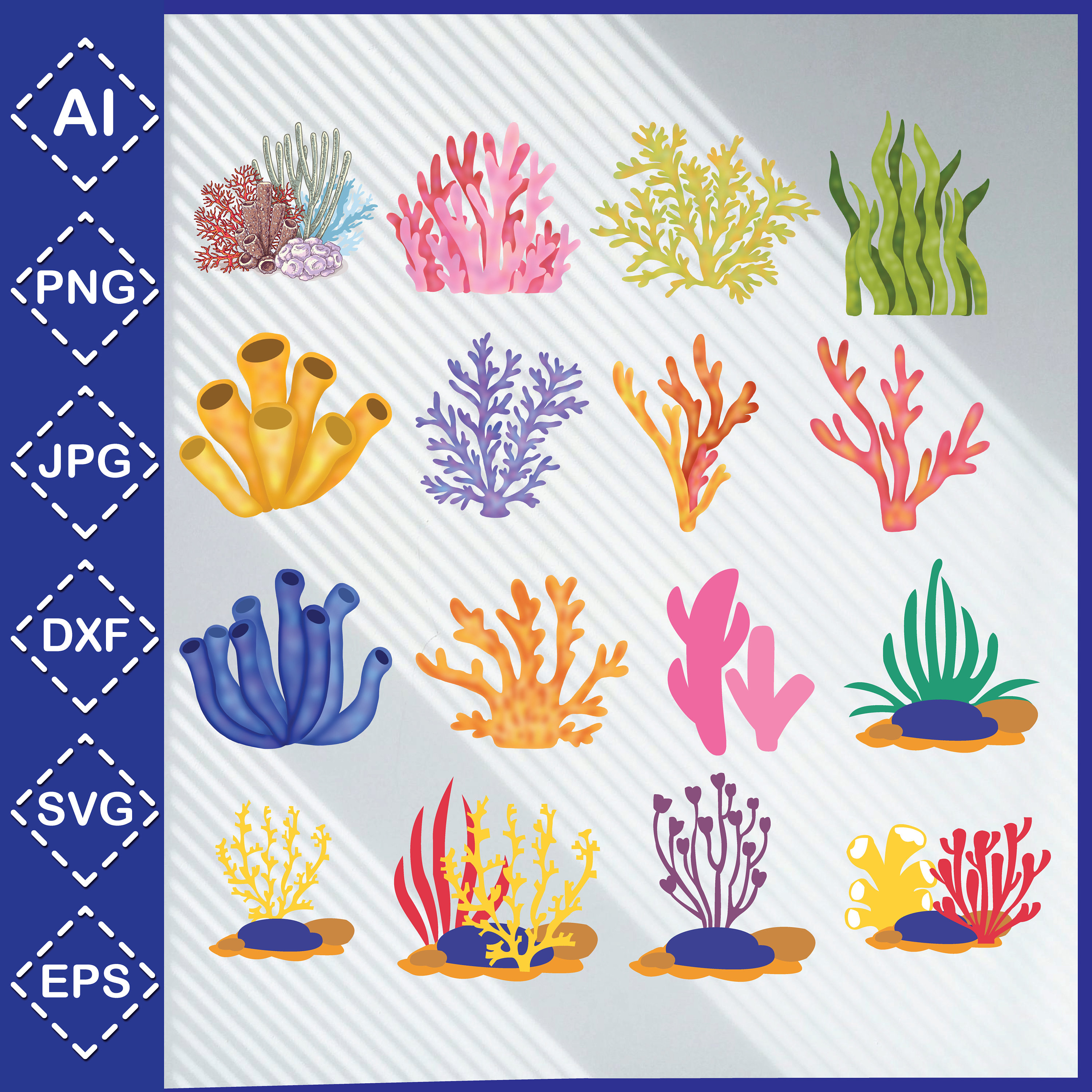 Coral Svg Bundle \ Coral Clipart \ Seaweed Svg Bundle \ Coral Svg ...