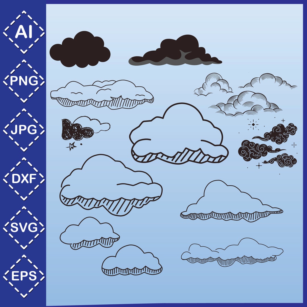 Cloud Bundle Svg \ Cloud Svg \ Cute Cloud SVG \ Clouds Cut Files ...