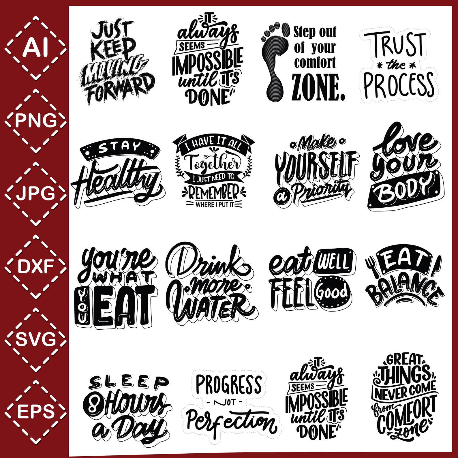 Health Quotes SVG \ Self Care Quotes Svg \ Positive Quotes Svg \ Self ...