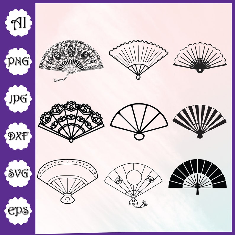 Hand Fan SVG Bundle \ Hand Fan Cut Files \ Fan Clipart \ Hand Fan Svg ...