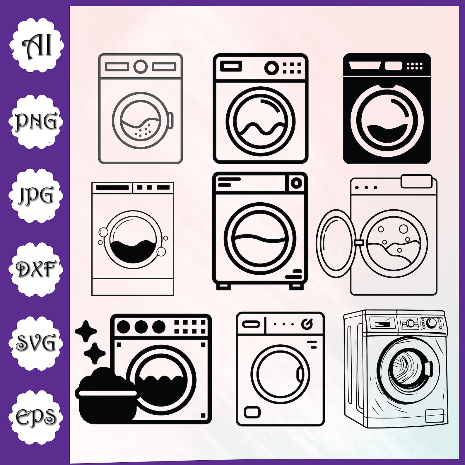 Washing Machine SVG Bundle \ Washer SVG \ Washer Clipart \ Washing ...