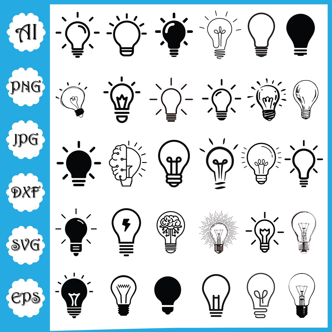 Light Bulb Svg Bundle \ Light Bulb Svg \ Light Bulb Clipart \ Light ...