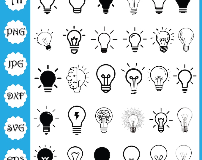 Light Bulb Svg Bundle \ Light Bulb Svg \ Light Bulb Clipart \ Light ...