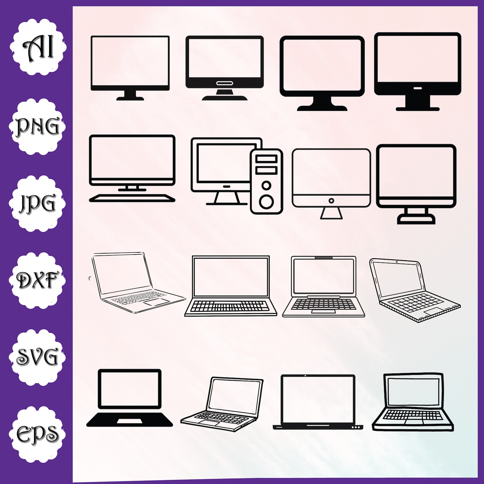 Computer SVG Bundle \ Laptop SVG \ Desktop SVG \ Moniter Svg \ Computer ...