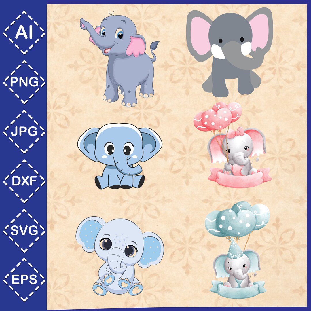Baby Elephant SVG Bundle \ Elephant Clipart \ Elephant SVG File ...