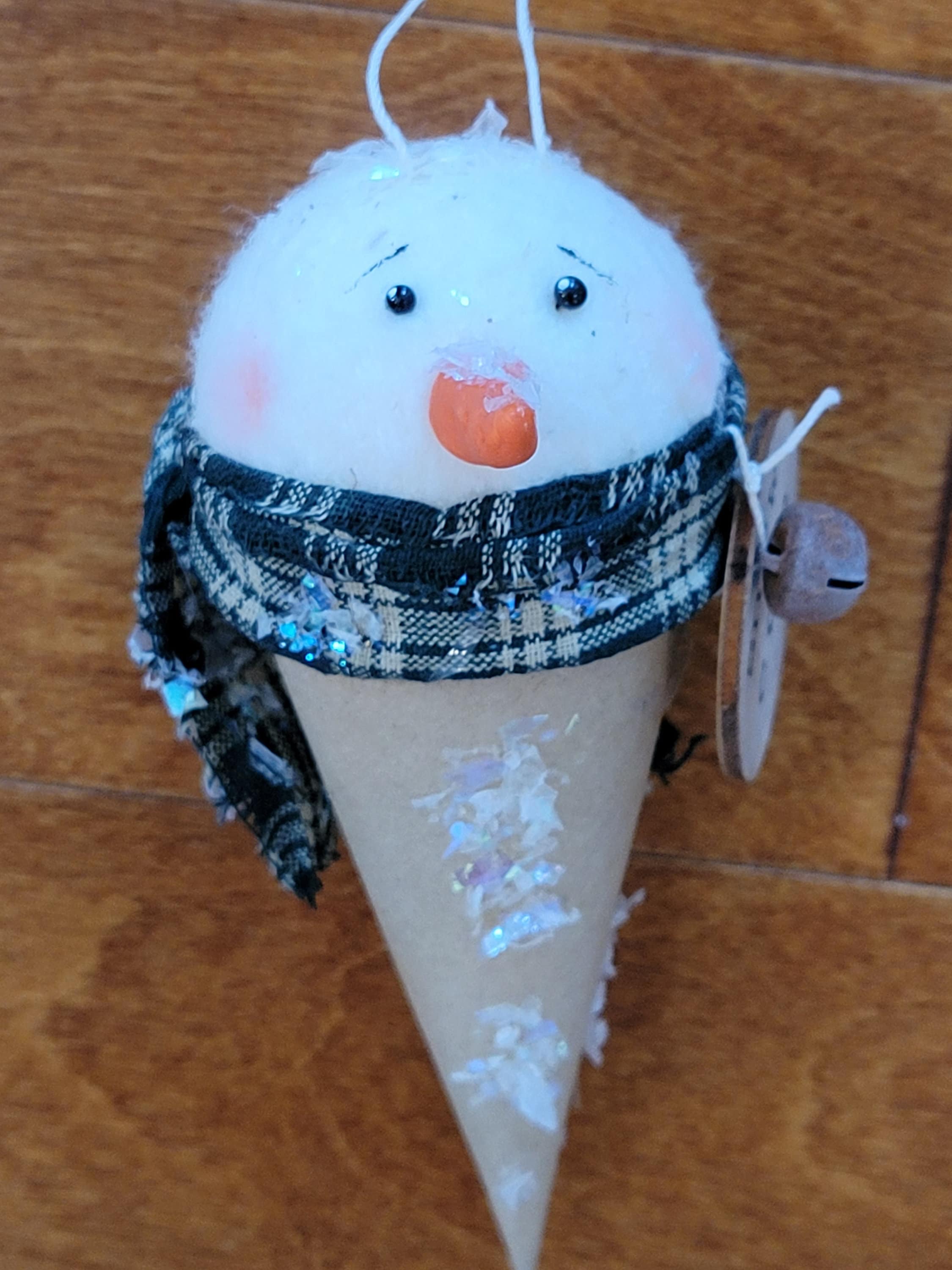 Handmade Snowman Snowcone Ornament Can Be Personalized With Name Green ...
