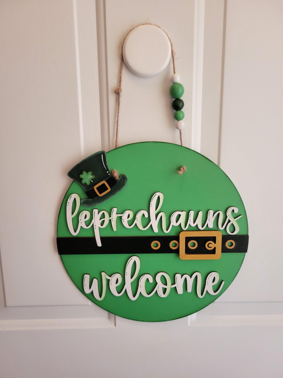 St. Patrick's Day Leprechauns Welcome Handpainted Round Door Hanger - Etsy