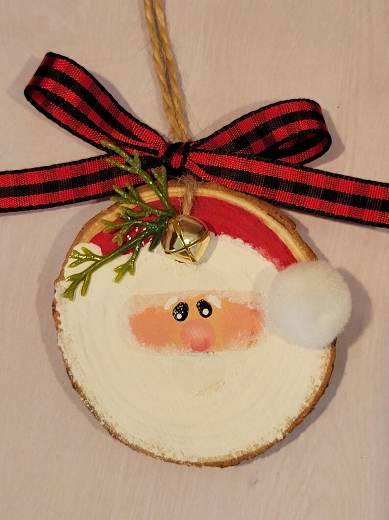Santa Wood Slice Ornament Your Choice of Size - Etsy